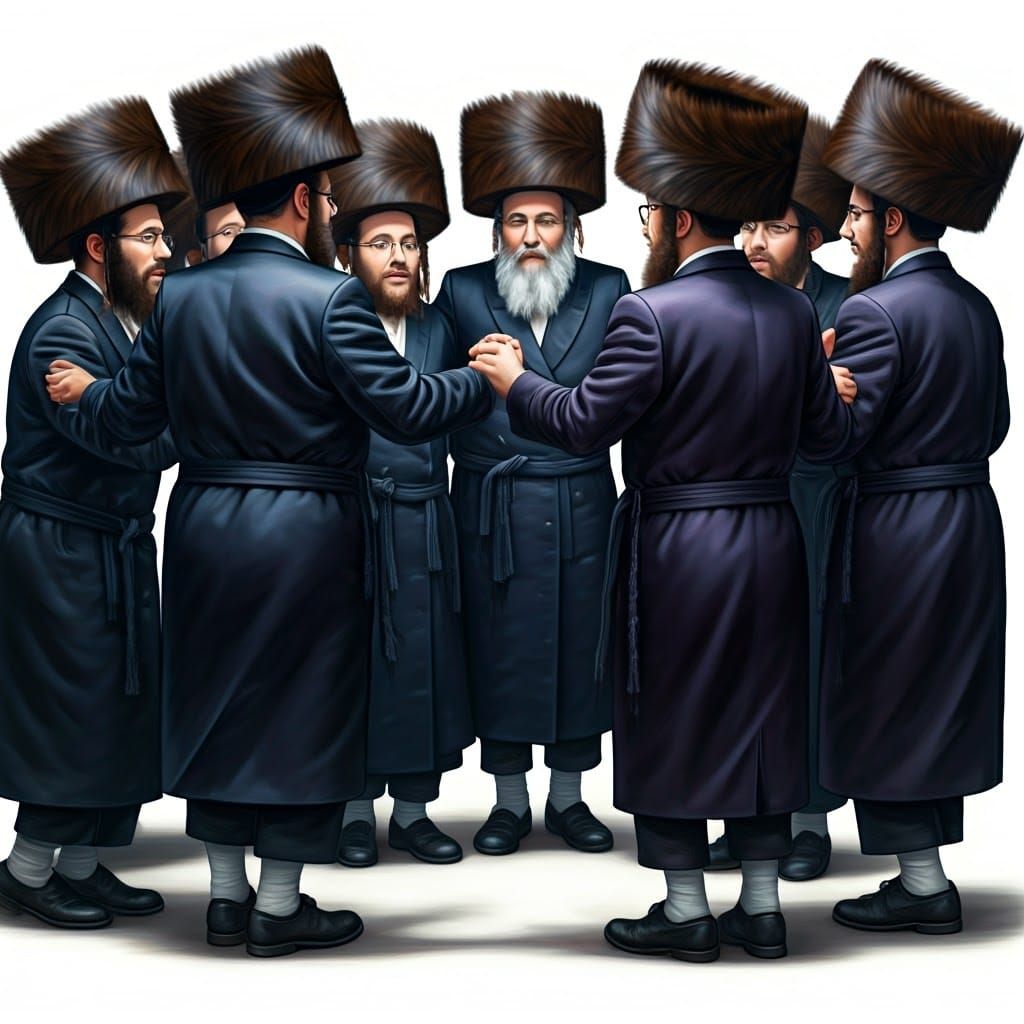 Dancing Hasidic Jewish Men in Vibrant Robes - AI Art