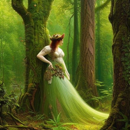 Spring Dryad in the forest - AI Generated Artwork - NightCafe Creator