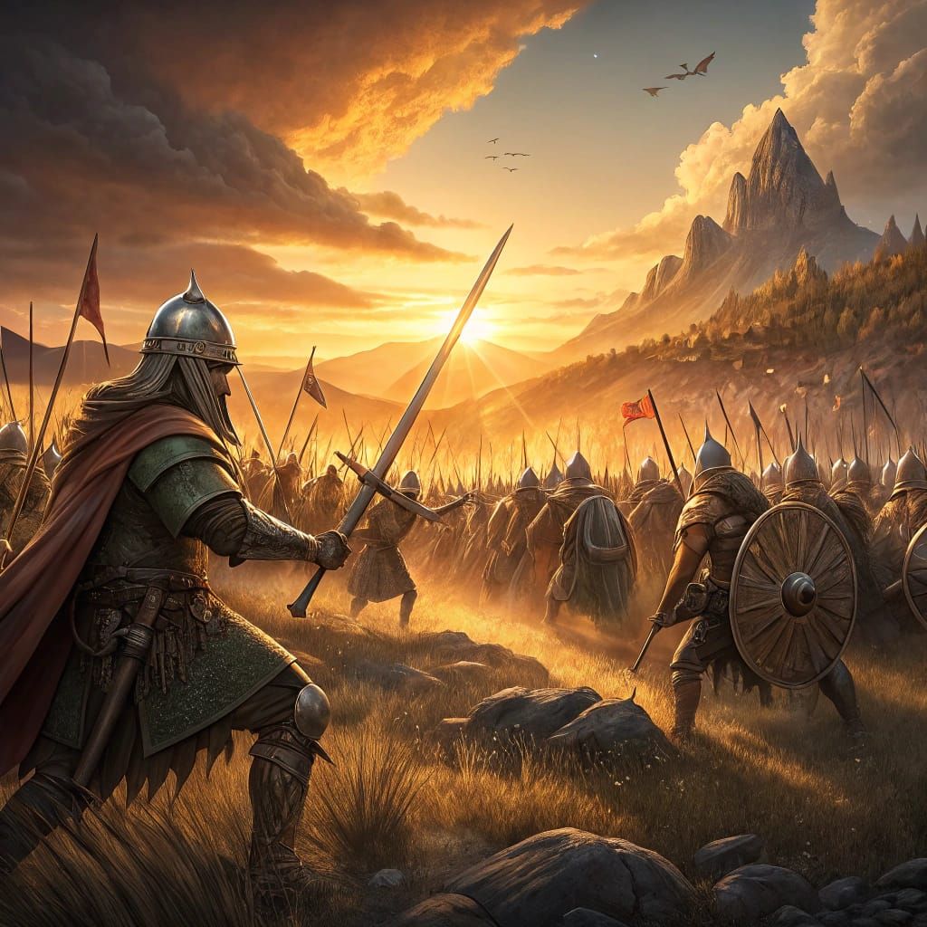 Epic Clash of Rohan and Mordor on Battle-Scarred P... - AI Art