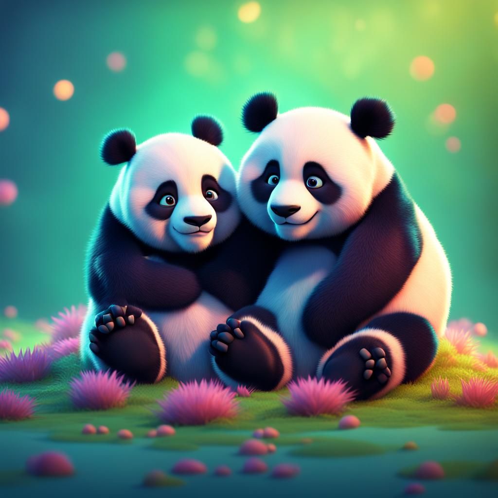 Happy pandas - AI Generated Artwork - NightCafe Creator