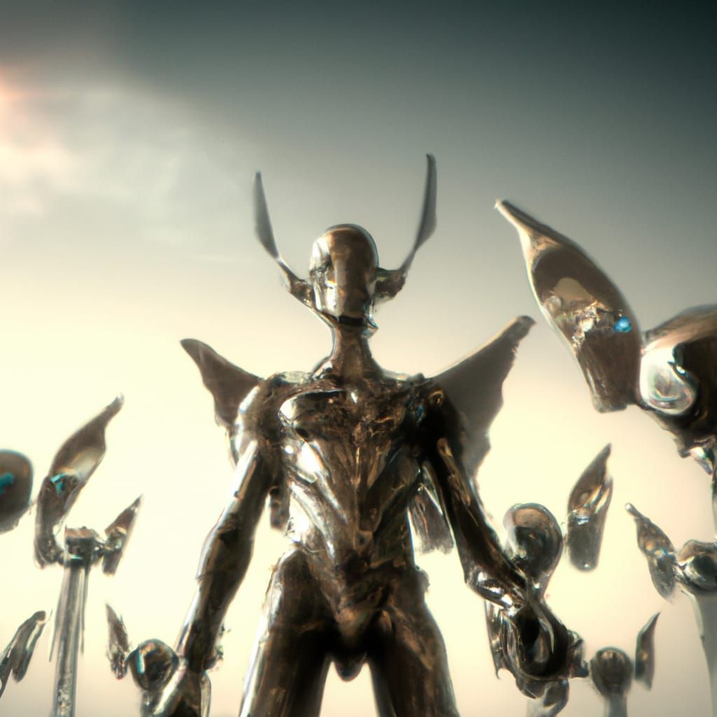 Robotic cherubim guiding an army of alien angels - AI Generated Artwork ...