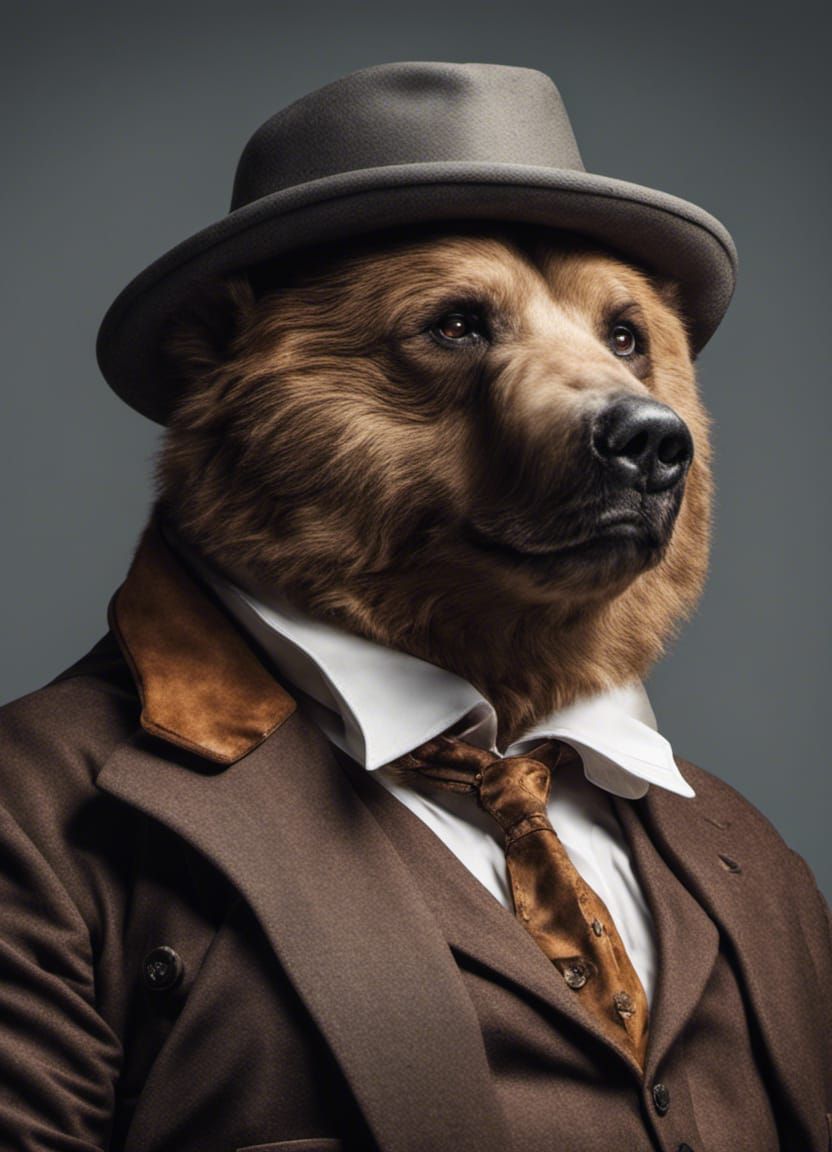 Close-up Portrait Obese Bear dressed as an Urban Mafia Boss - AI ...