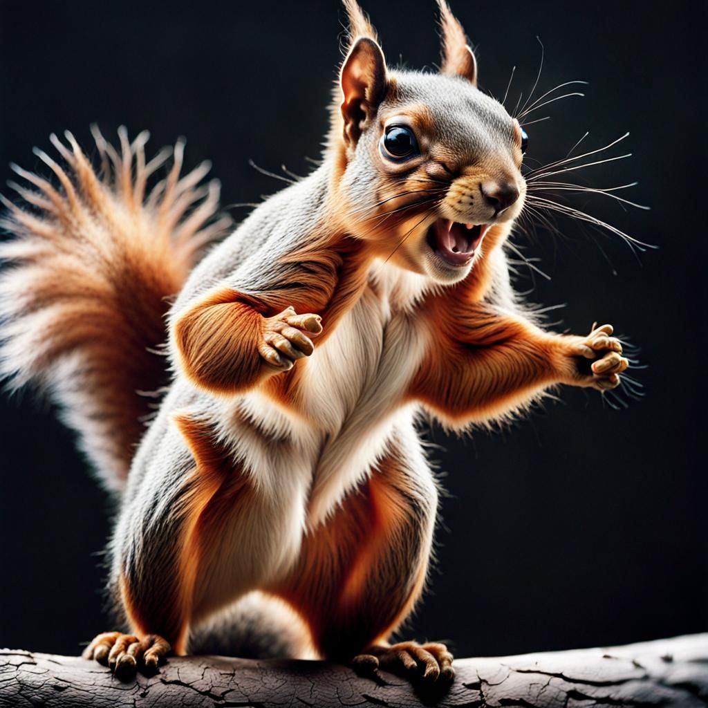 Angry Squirrel defending his territory : r/nightcafe