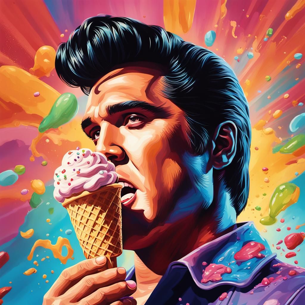Elvis Presley as an ice cream - AI Generated Artwork - NightCafe Creator
