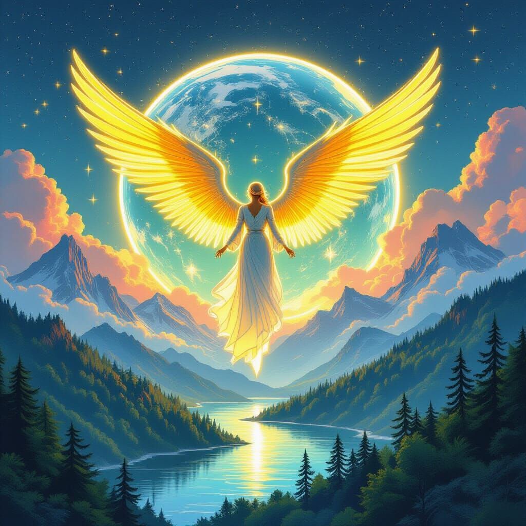 fantasy is our beautiful planet, around which flies a magnificent huge ...