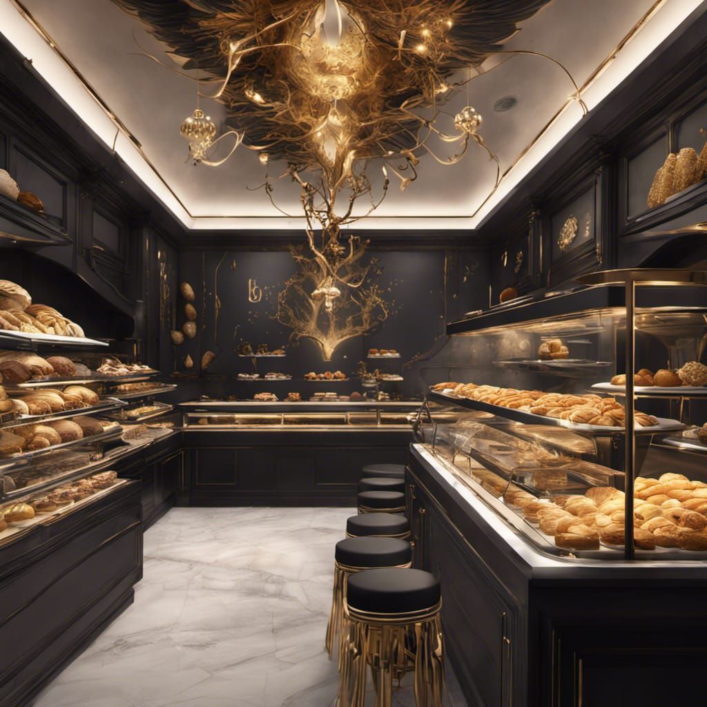 Modern Pastry shop with simple design black gold - AI Generated Artwork ...