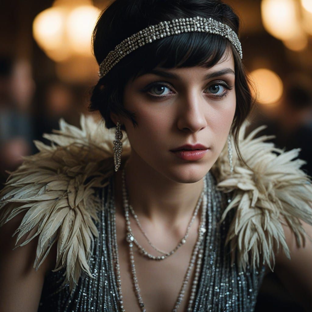Reflections from the 20's - Flapper Girl in Opulent Night...