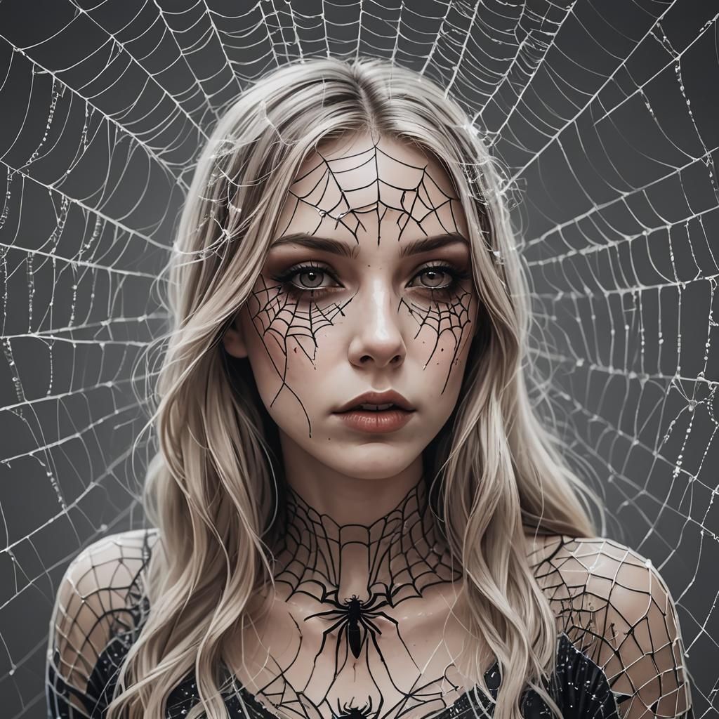 she wears a spiderweb. - AI Generated Artwork - NightCafe Creator