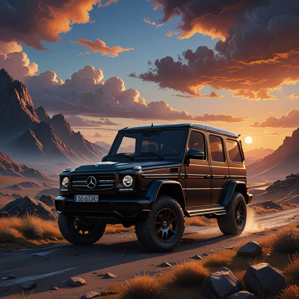 A hyper detailed Mercedes G-Wagon - Sleek Black Mercedes G-W...