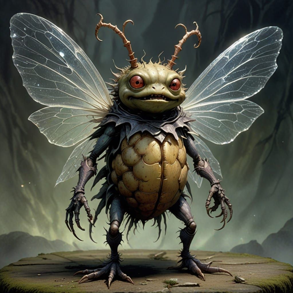 A Tateo Bug - Whimsical Potato Sprite with Fairy Wings and C...