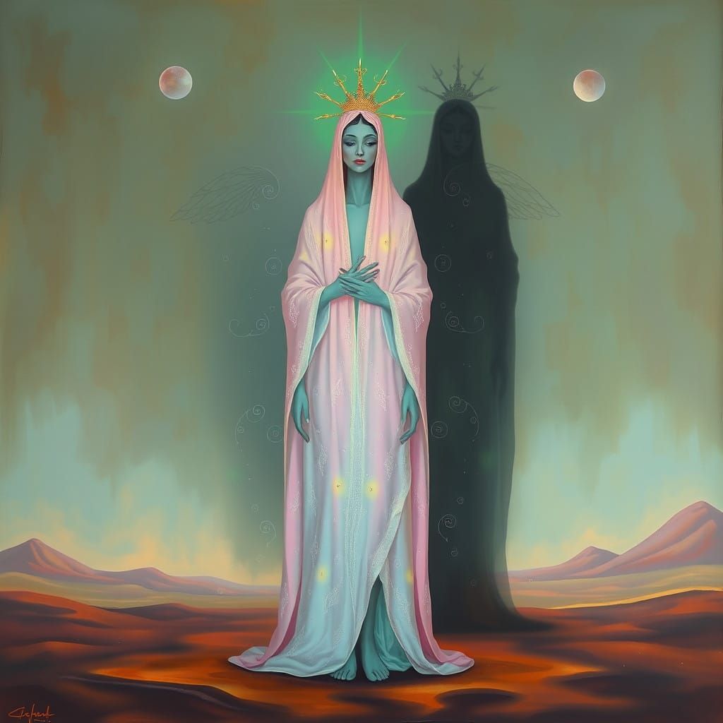 Ethereal God and Shadow Self Confront Reality in S... - AI Art