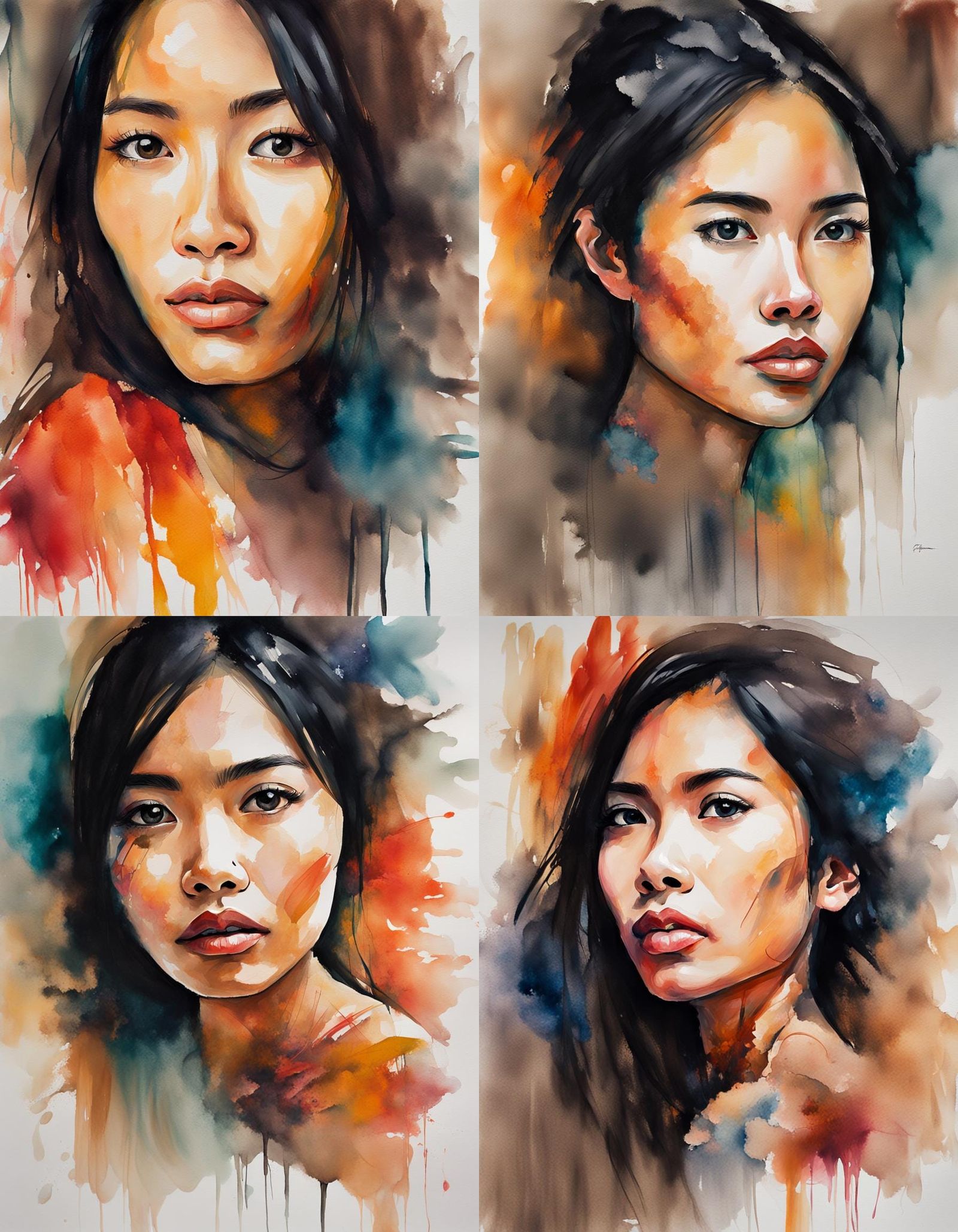 An abstract portrait of a Filipina woman, capturing her features in a ...