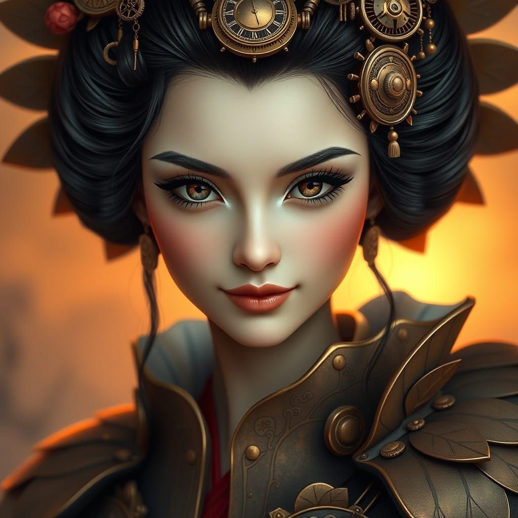 Steampunk Geisha Princess with Intricate Mechanica... - AI Art