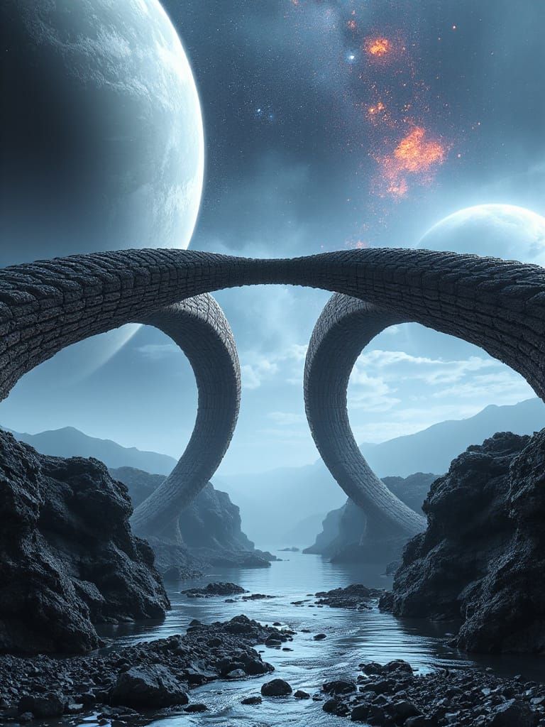 Folded-Wood Bridge Under Entropic Algorithm Alien Sky