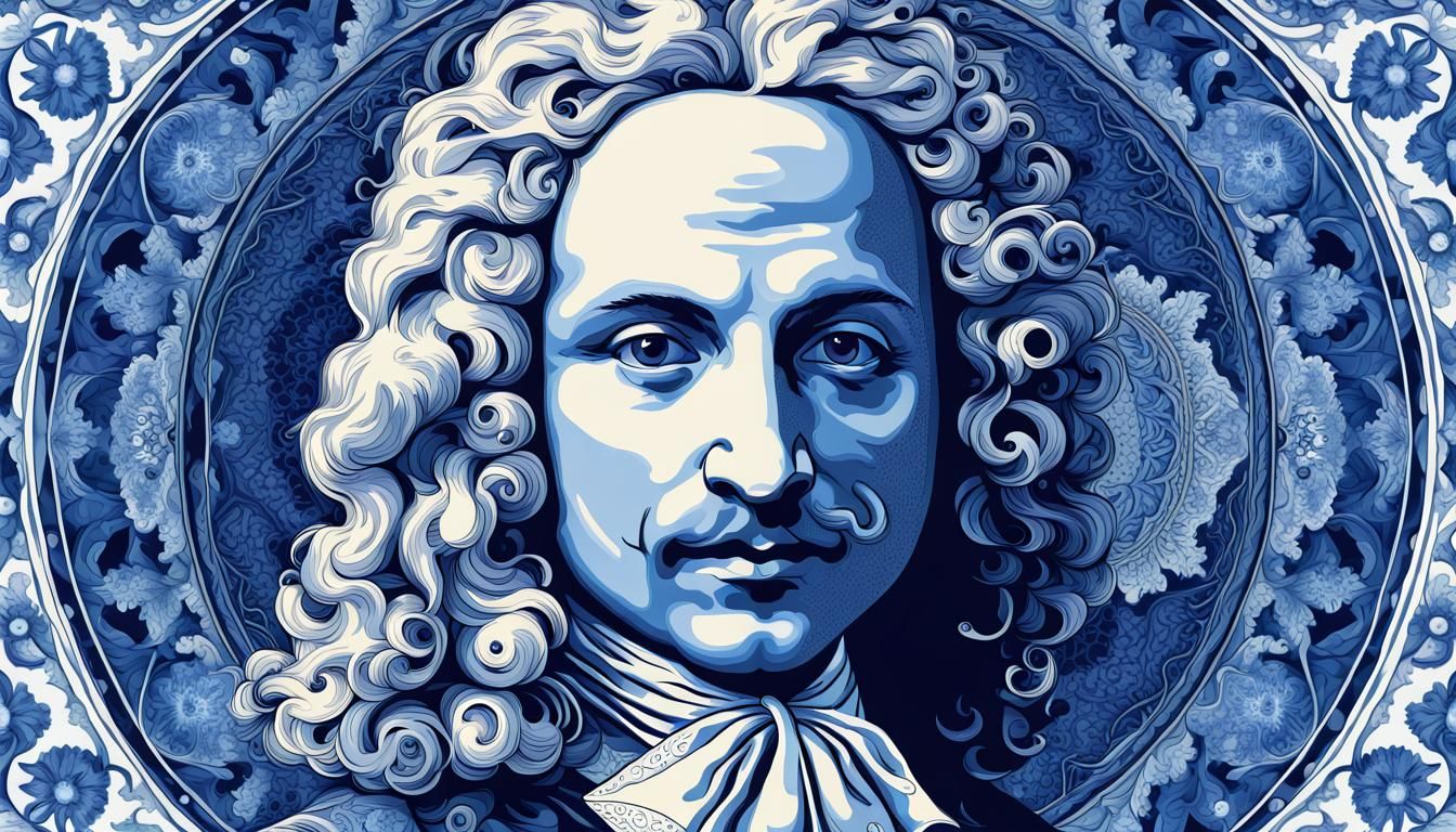 Antonio Vivaldi Delft blue. In Delft blue tones, fractal patterns ...