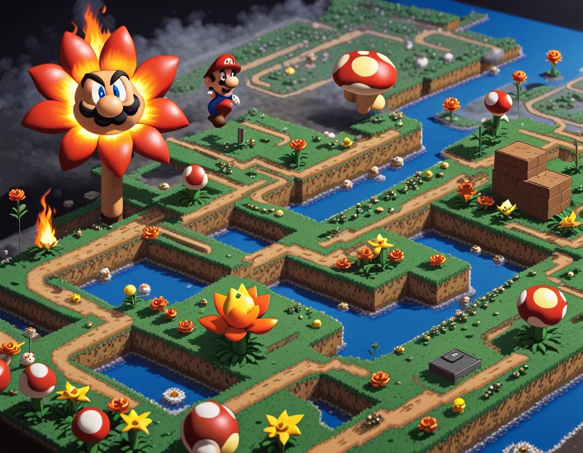 Super Mario Bros. 3 map , hyperdetailed, cel-shaded, Goombas ...