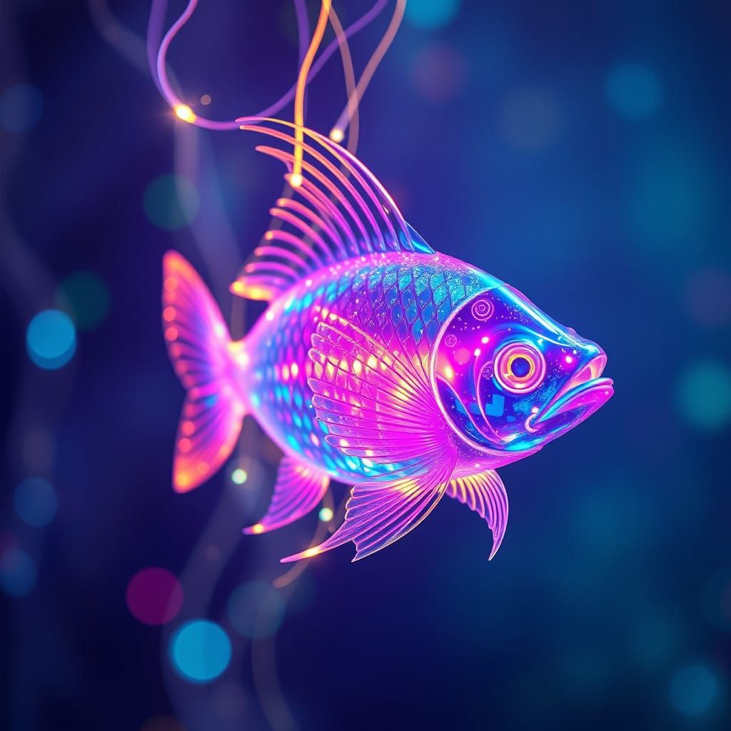 rainbow fish - Luminous Fish in Radiant Fantasy Realm