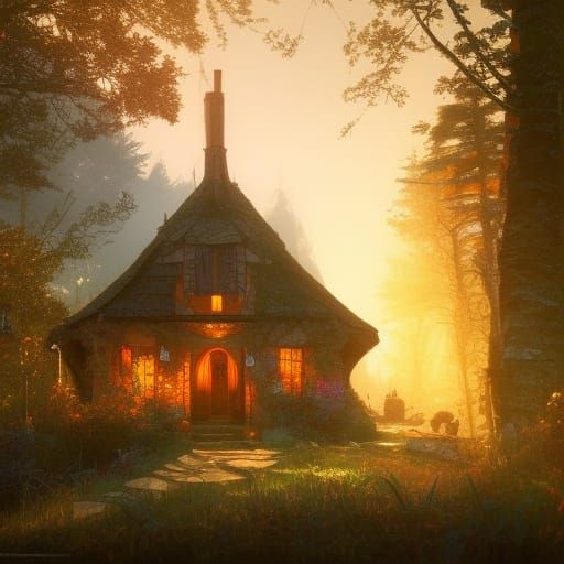 witch Cottage in the forest - AI Generated Artwork - NightCafe Creator