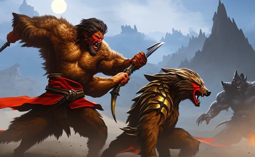 One-on-One Man vs Wolf - AI Generated Artwork - NightCafe Creator