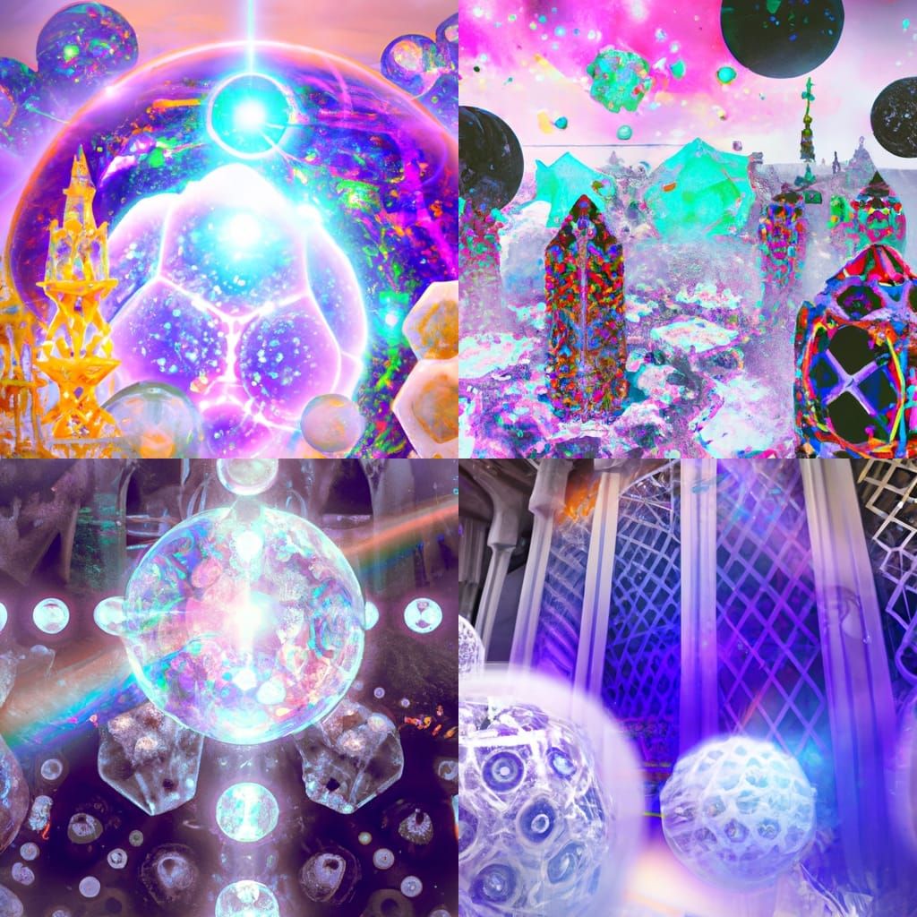 City of light geometric honeycomb spheres within an Astral temple ...