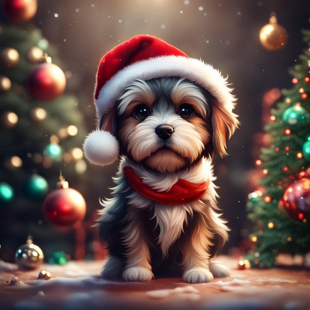 Santa Puppy - AI Generated Artwork - NightCafe Creator