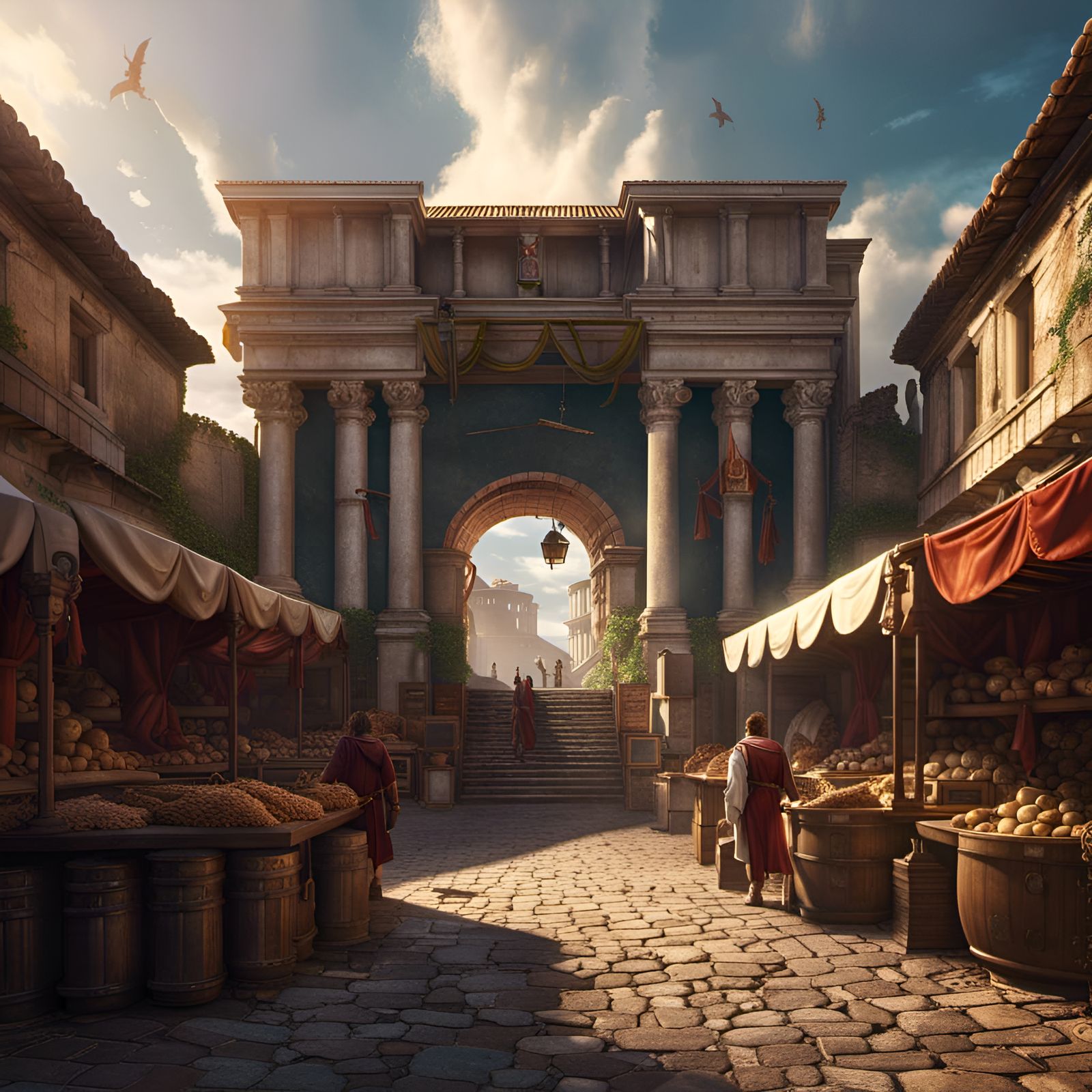 Grand entrance to a Roman market - AI Generated Artwork - NightCafe Creator