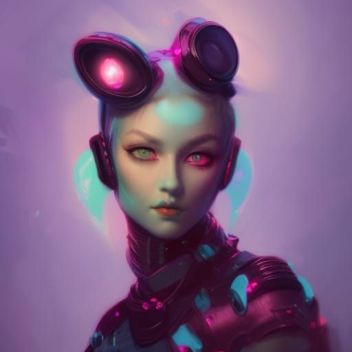 Portrait of Robot Cat Girl 5 - AI Generated Artwork - NightCafe Creator
