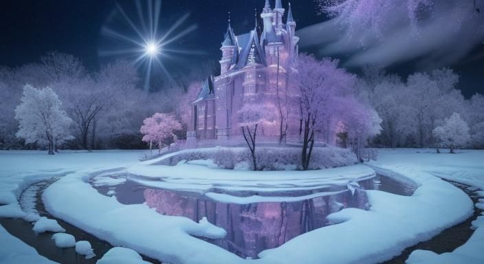 purple roof castle magical explosion winter wonderland Winter princess ...