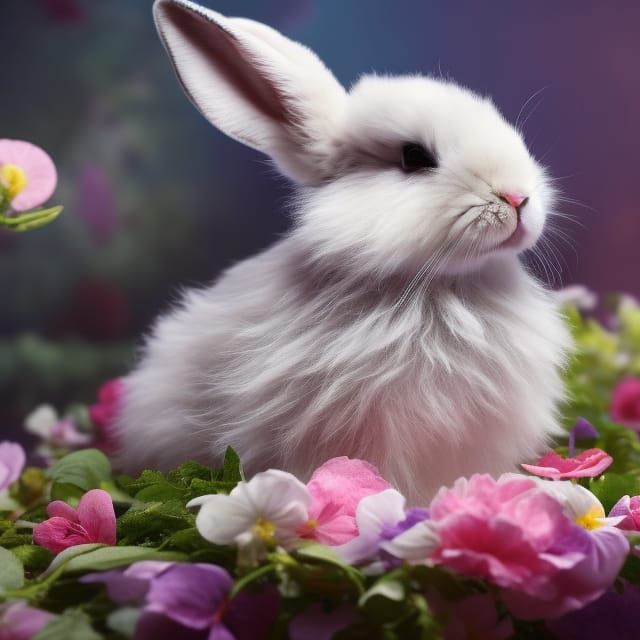 Bunny in flowers - AI Generated Artwork - NightCafe Creator
