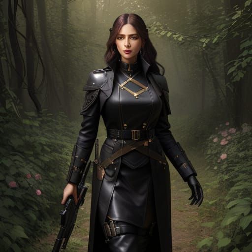 Art Nouveau. Woodland. Female Werewolf warrior. Fascist soldier ...