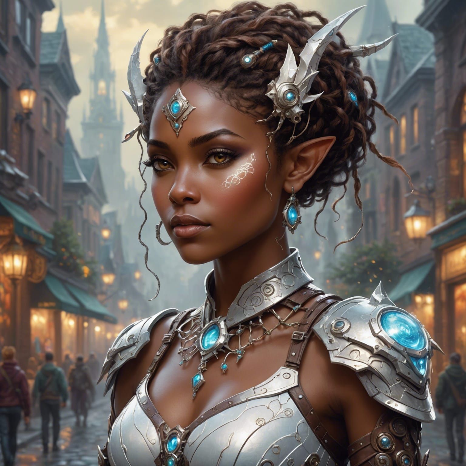 Beautiful Glampunk Elven Cyborg in White Armor - AI Generated Artwork ...