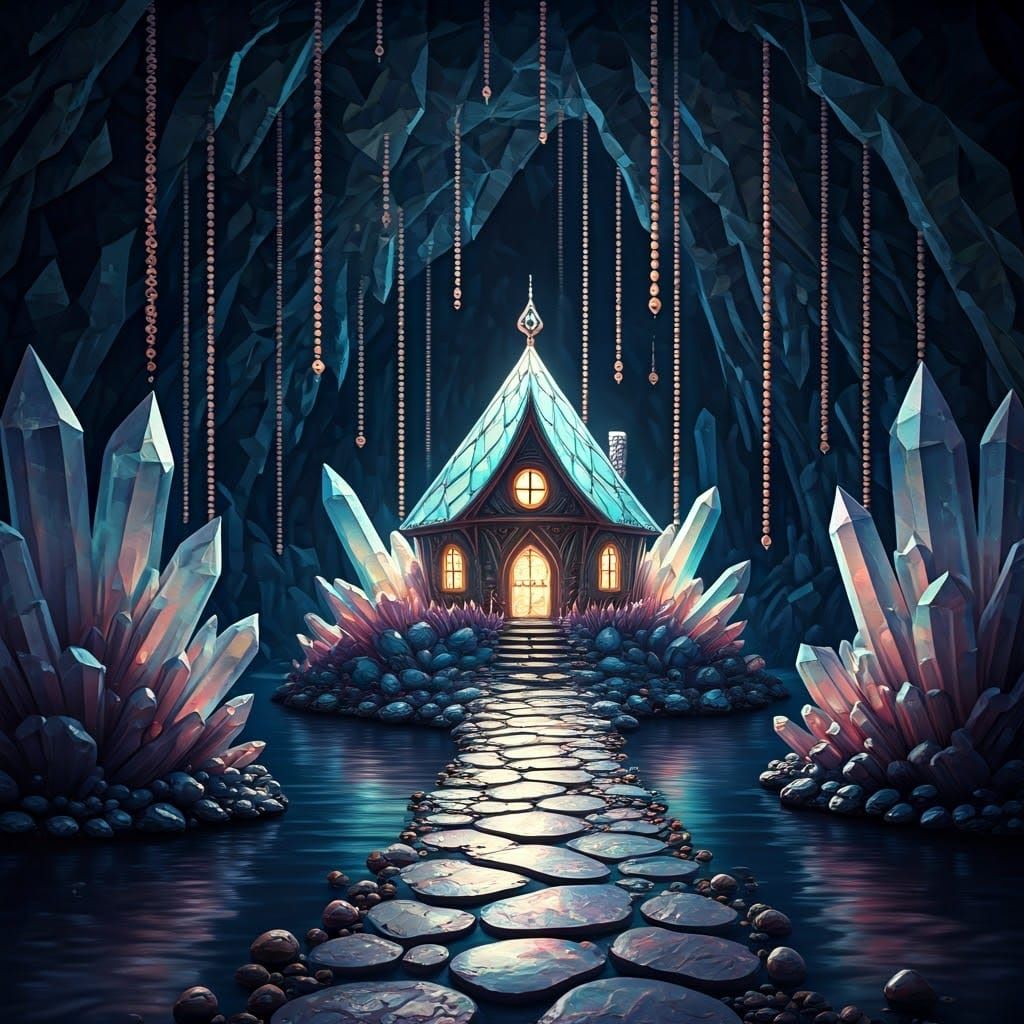 Crystal cave house - Crystal Palace Amidst a Luminous Cave