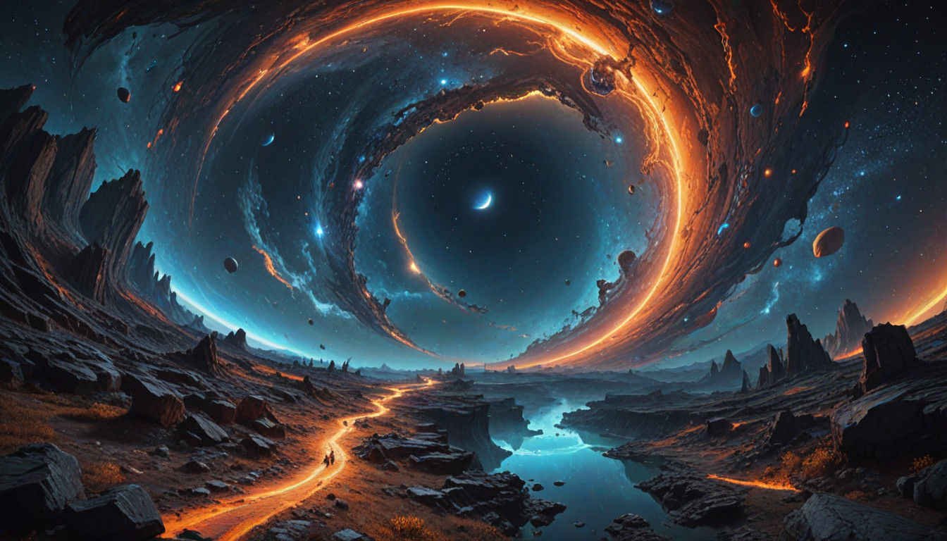 Intrepid Trek - Dreamlike Wormhole Panorama in Vibrant Color
