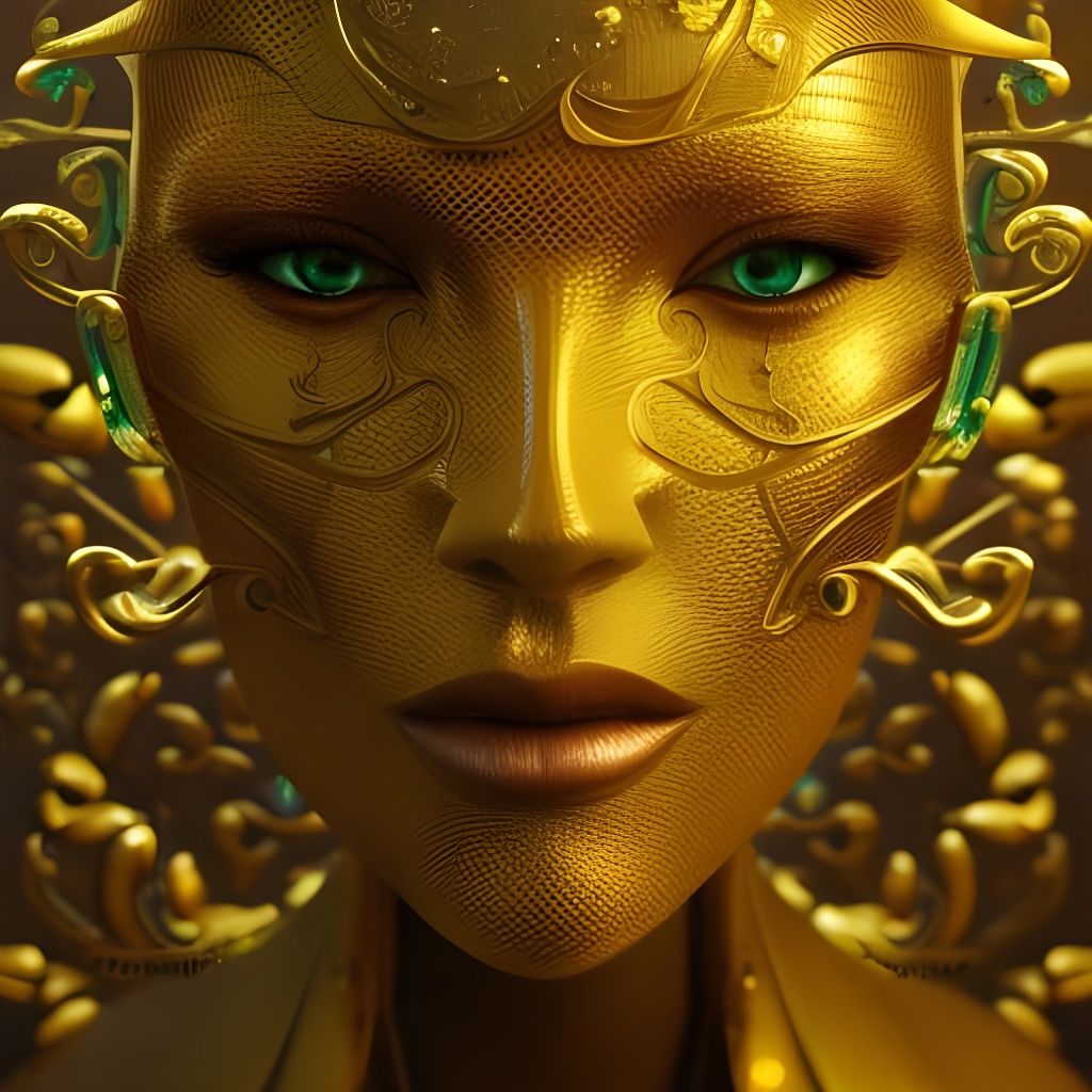 Golden Green alien goddess - AI Generated Artwork - NightCafe Creator
