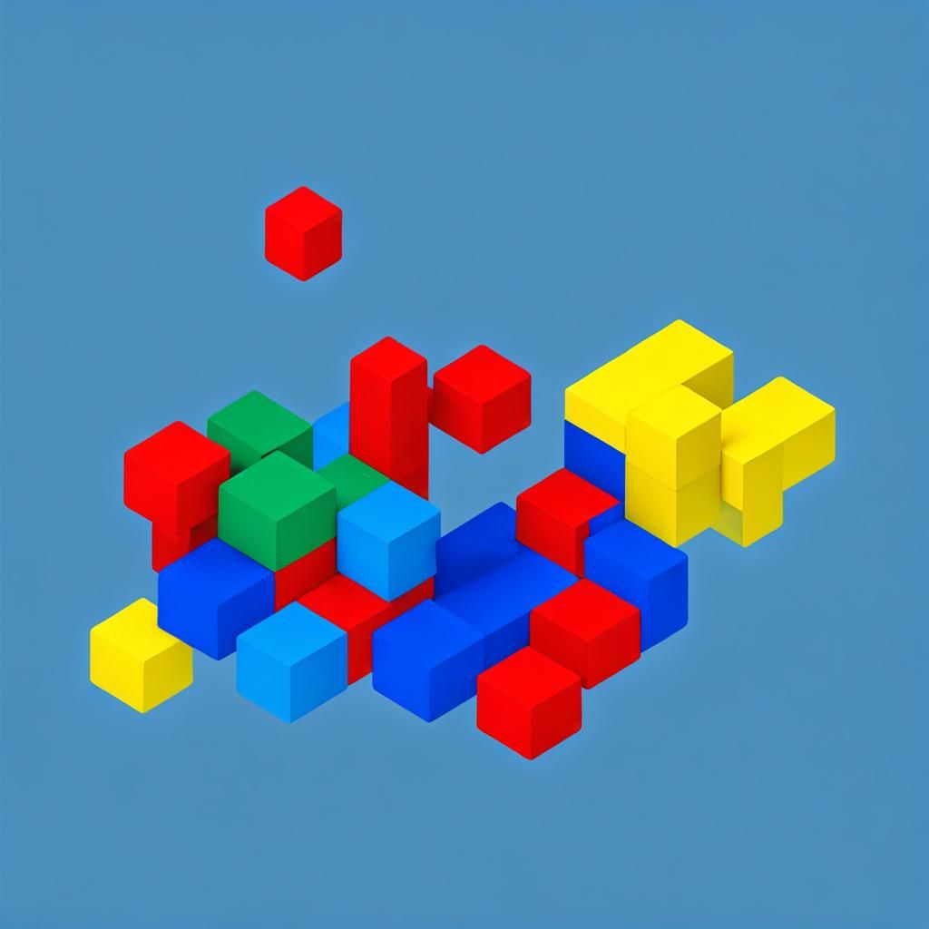 y shape, isometric cubes, getting split , primary colors - AI Generated Artwork - NightCafe Creator