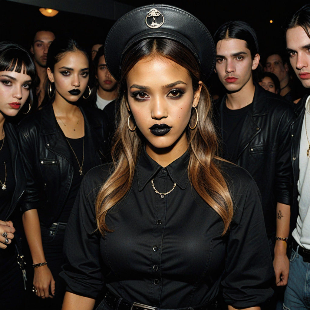 Jessica Alba as a Chic Chola at a Dark Halloween P... - AI Art