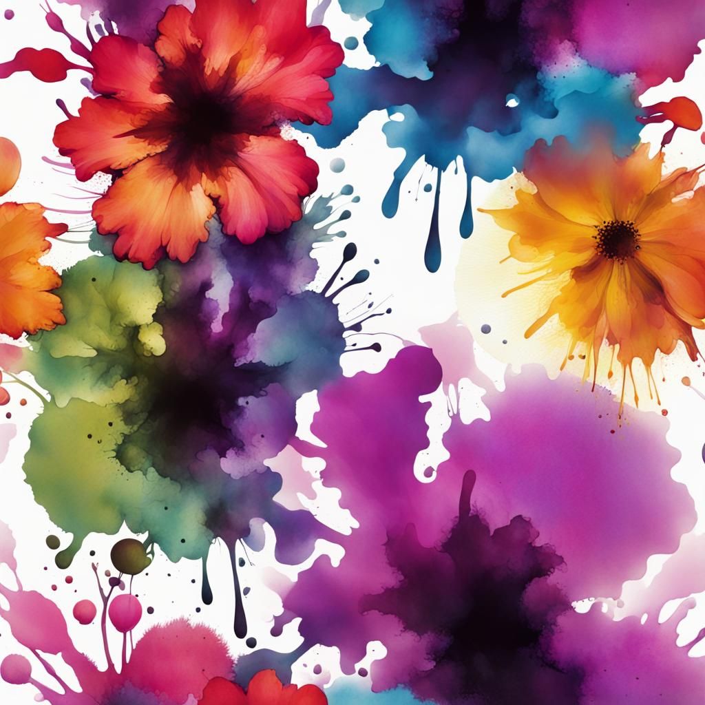 colorful ink blot designs of flowers - AI Generated Artwork - NightCafe ...