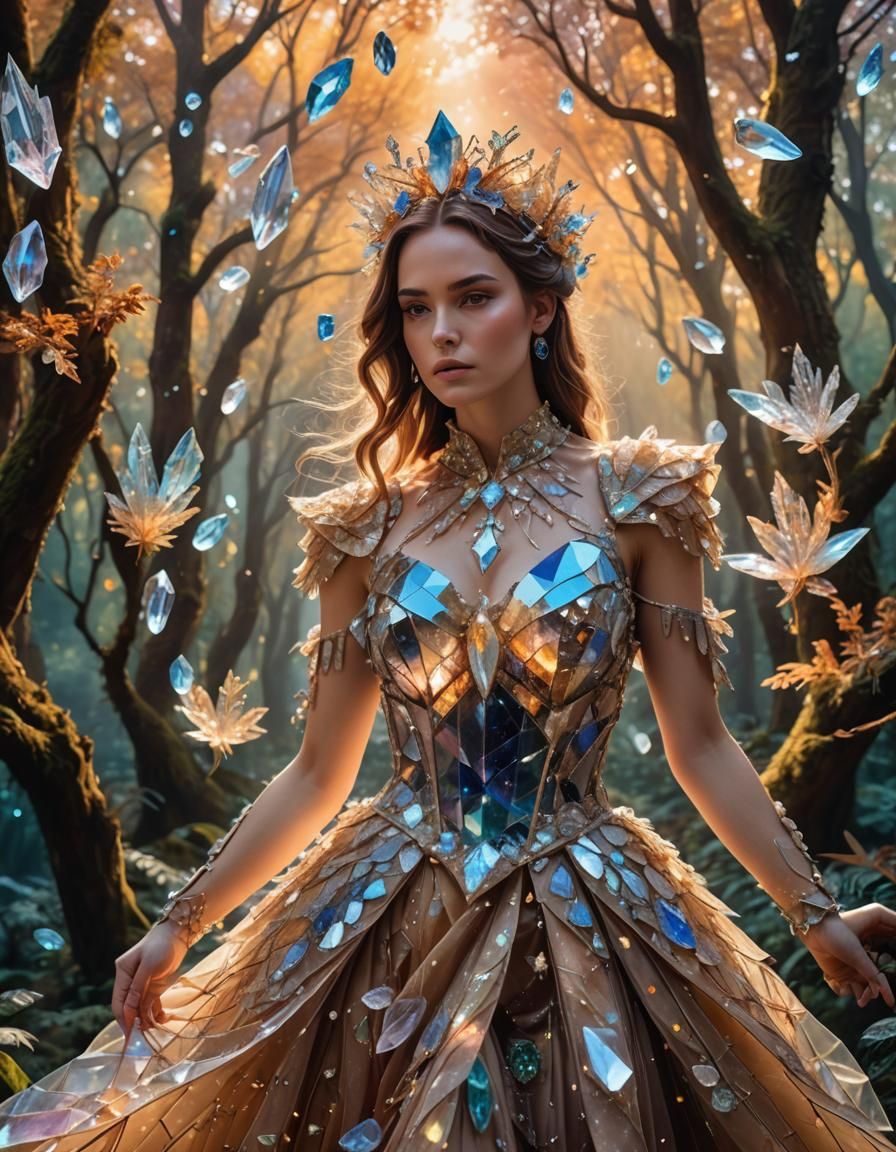 Woman with dress made of crystals - AI Generated Artwork - NightCafe ...