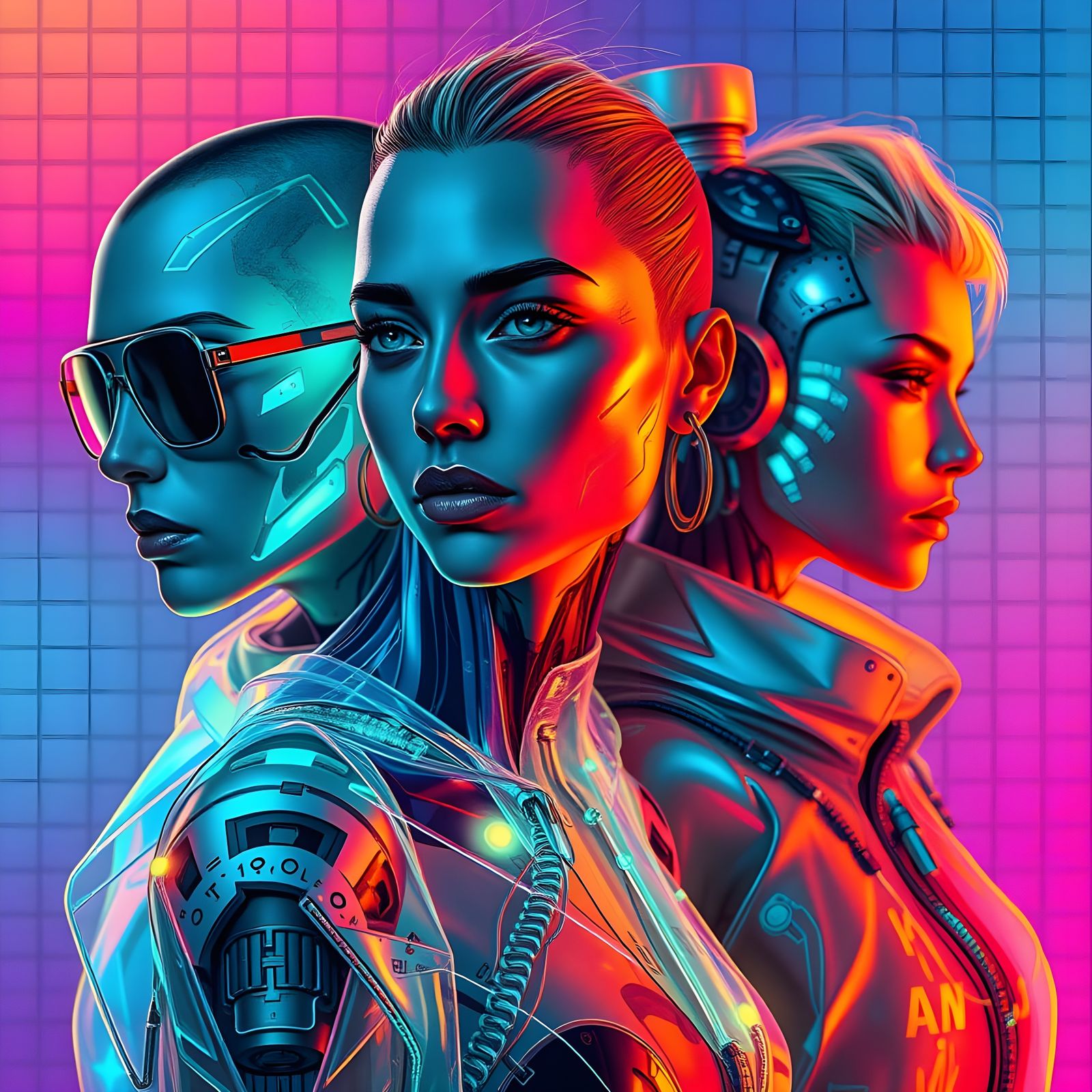 Hyperrealistic Futuristic Portraits in Neon and Te... - AI Art