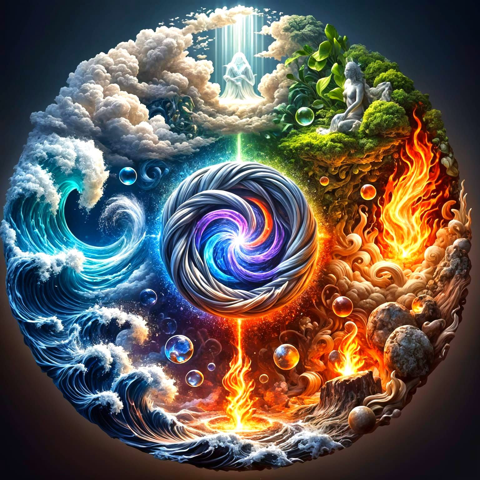 Elemental Circle - Surreal Circle of Elemental Balance in Hy...