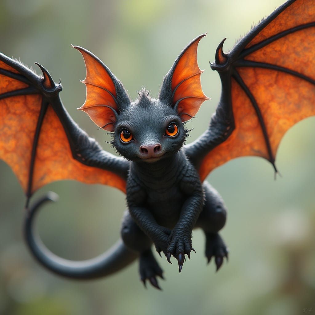Miniature Dragon-Bats Embark on Whimsical Flight - AI Art