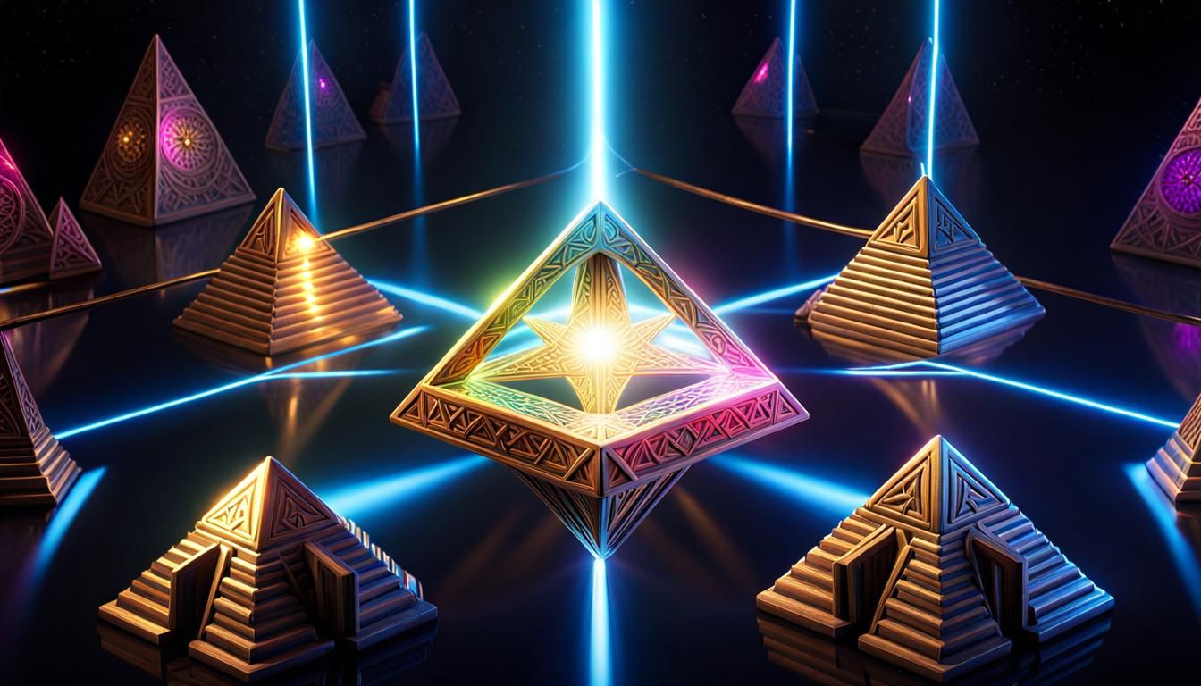 Pyramids of Light: Ascension - AI Generated Artwork - NightCafe Creator