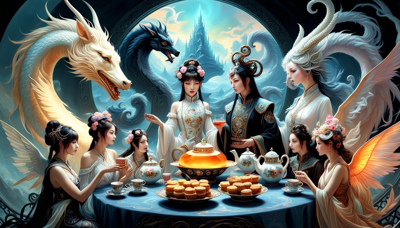 Ying Yang Tea Party - AI Generated Artwork - NightCafe Creator