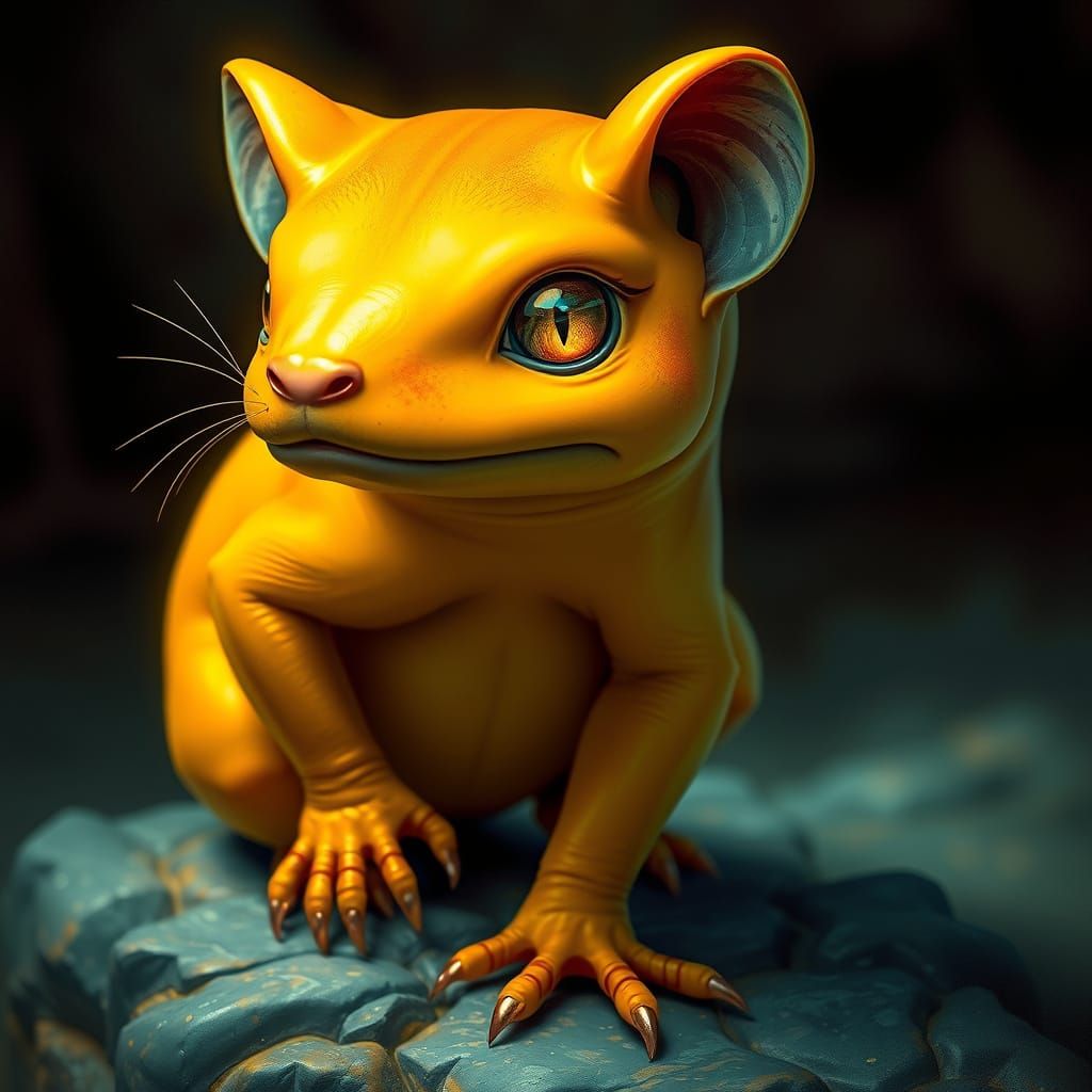 Surreal Golden Skinned Hybrid Creature Radiates My... - AI Art