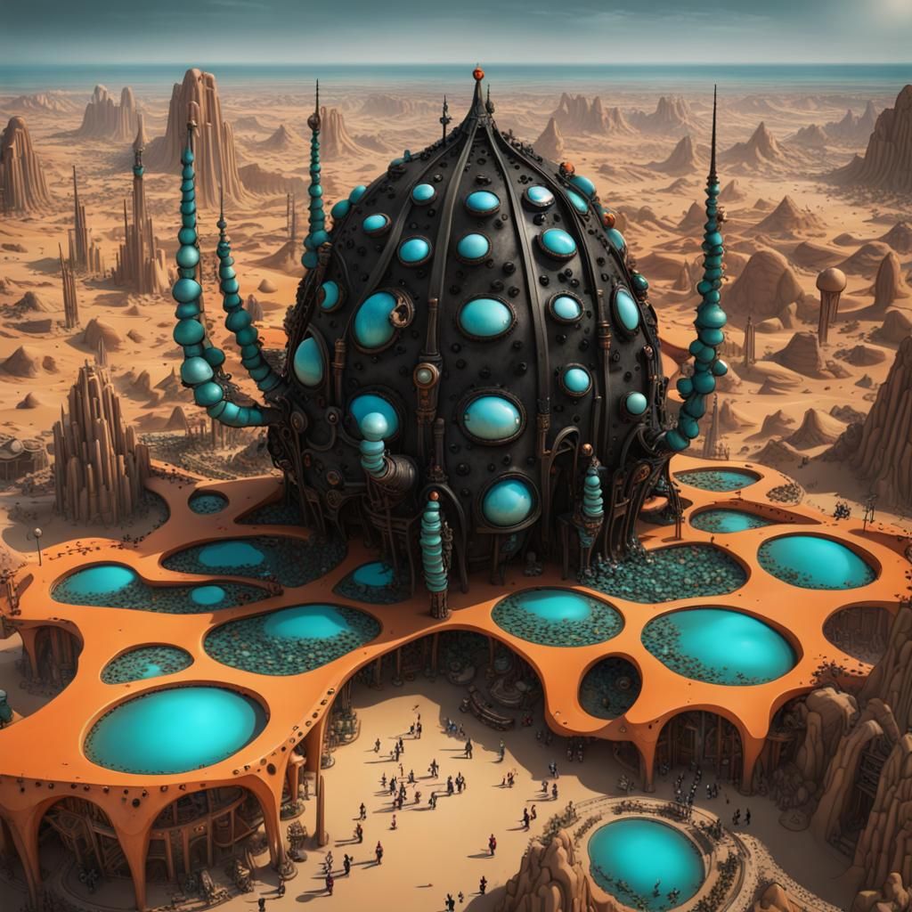 Alien desert settlement - AI Generated Artwork - NightCafe Creator