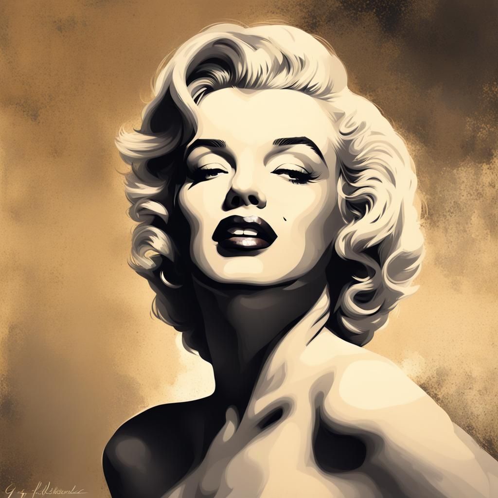 Marilyn Monroe Art Golden Glamour Decor Hollywood Vintage Luxury Digital Print Iconic