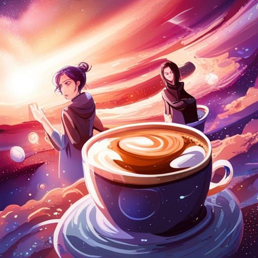 Coffee Shop in Space, swirling nebulae as the backdrop, futuristic ...