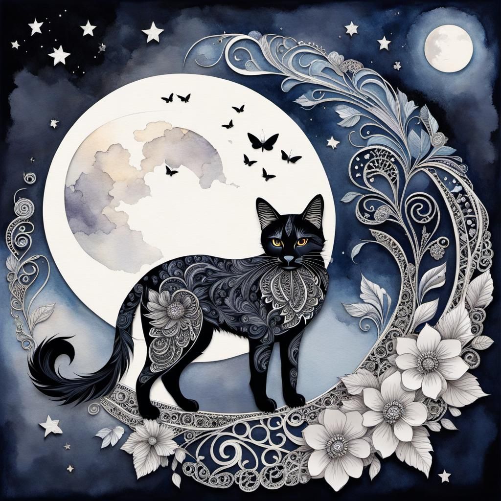 Zentangle Midnight - AI Generated Artwork - NightCafe Creator