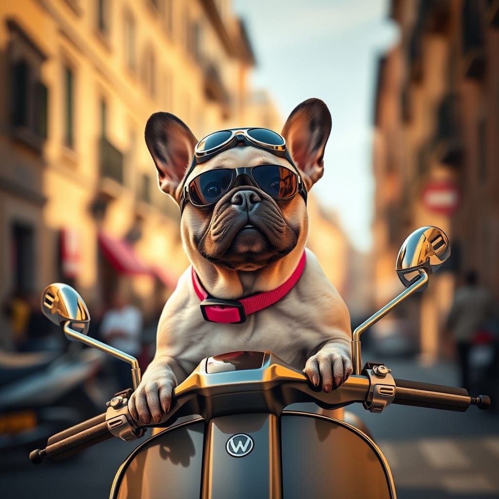 Not too good - French Bulldog Cruises Vintage Vespa Through ...