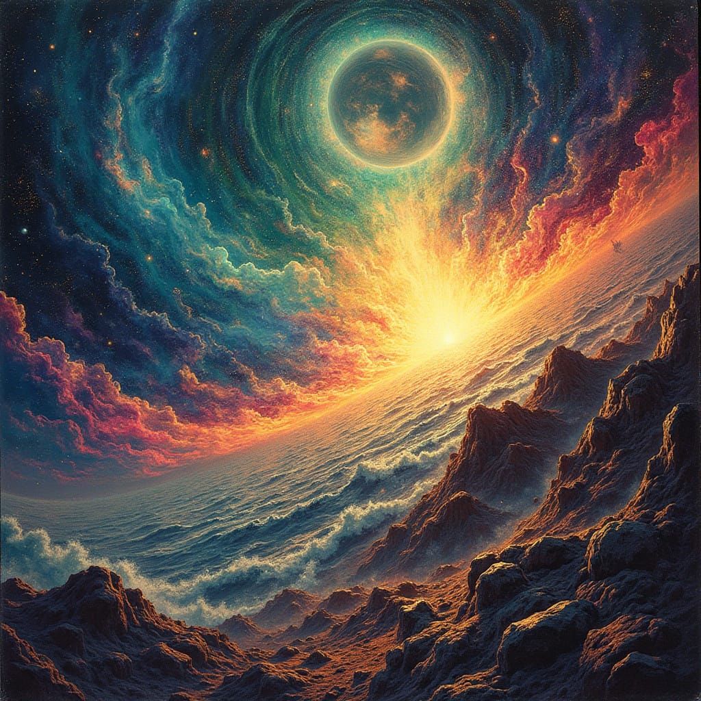 Spectacular Cosmic Transformation Sequence in Vibr... - AI Art